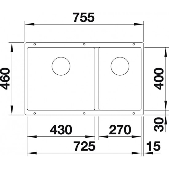 Blanco Subline 430/270-U Silgranit Beyaz Tezgah Altı Evye - 523155